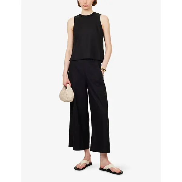 ME+EM Crocheted Crewneck Sleeveless Linen-blend Top