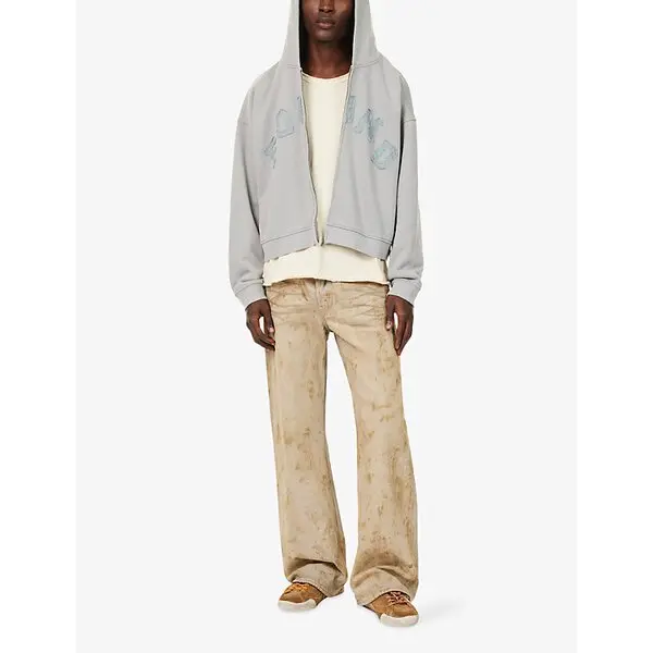 FOUND Logo Patch Zip-through Cotton-jersey Hoody