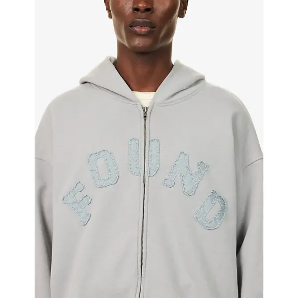 FOUND Logo Patch Zip-through Cotton-jersey Hoody