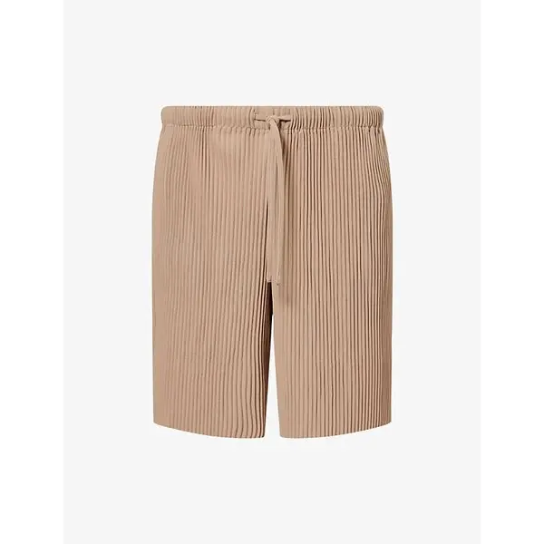 THE COUTURE CLUB Plisse Midi Woven Shorts - Mushroom