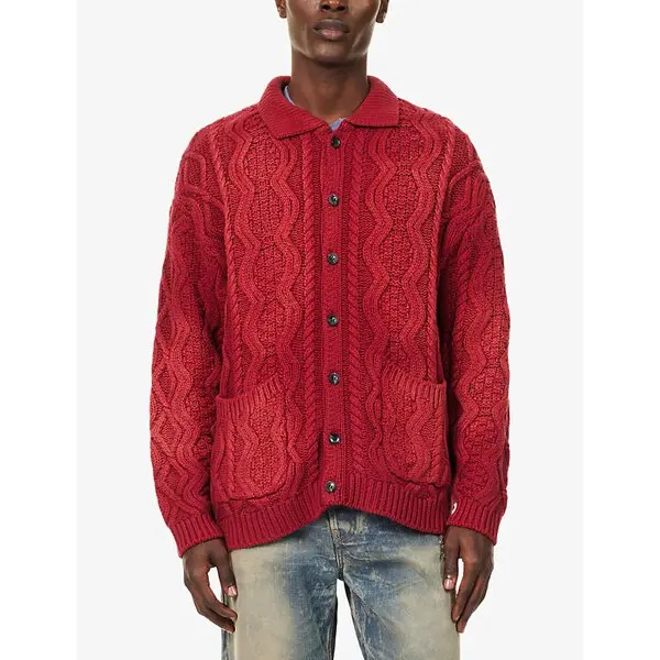 FOUND Cable-knit Cotton-blend Cardigan