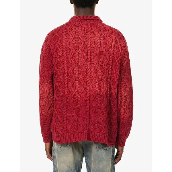 FOUND Cable-knit Cotton-blend Cardigan