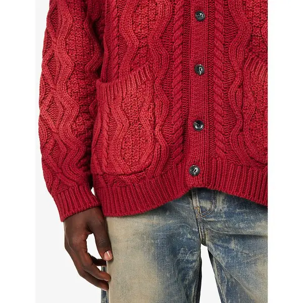 FOUND Cable-knit Cotton-blend Cardigan