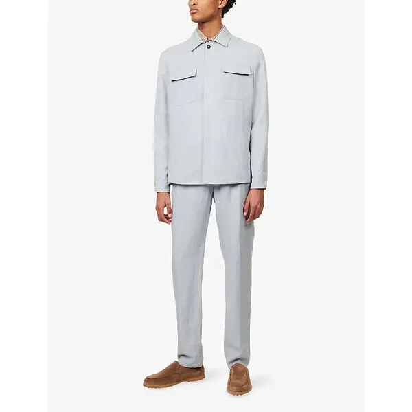 Eleventy Overshirt Linen-blend Suit