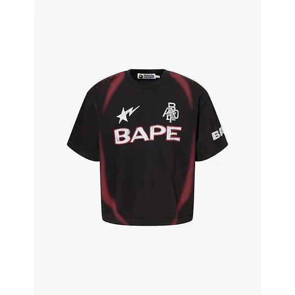 A BATHING APE Football Multi-logo Cotton T-shirt