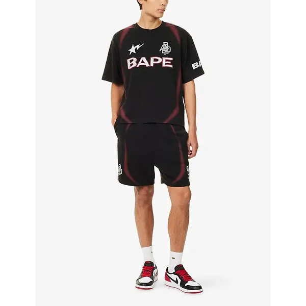 A BATHING APE Football Multi-logo Cotton T-shirt