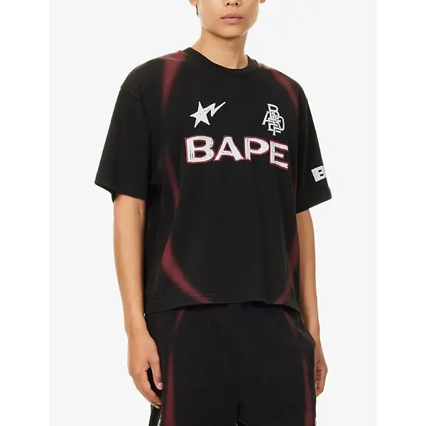 A BATHING APE Football Multi-logo Cotton T-shirt