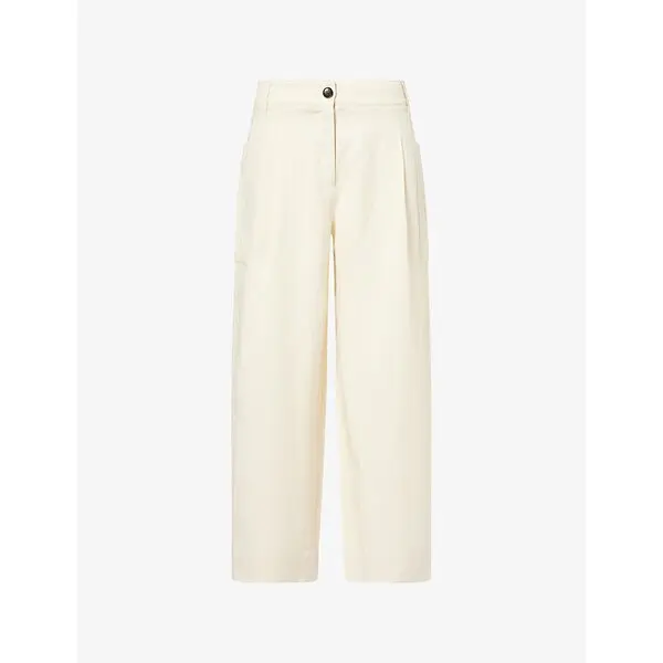 ME+EM Tapered-pleat Cotton And Linen Blend Trousers