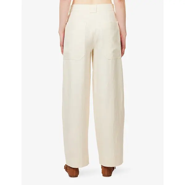 ME+EM Tapered-pleat Cotton And Linen Blend Trousers