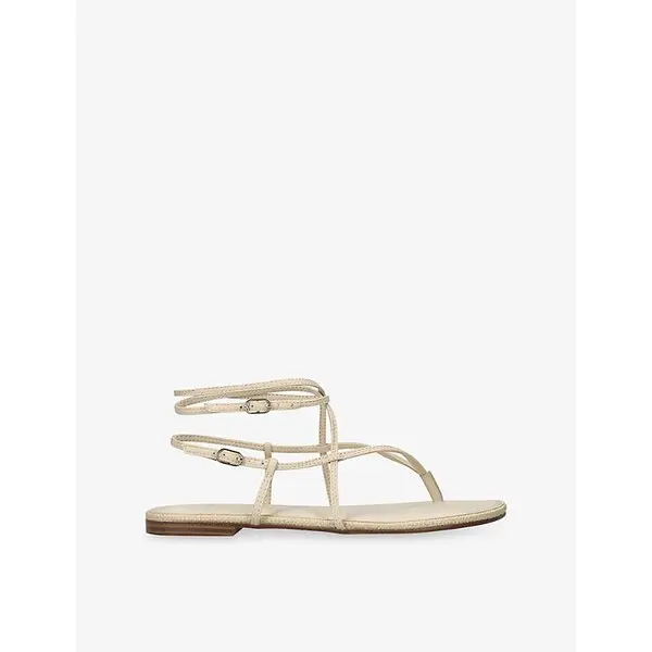 Sam Edelman Clarra Leather Strappy Flat Sandals - Bone