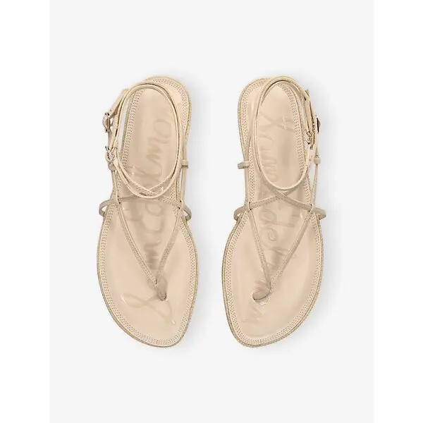 Sam Edelman Clarra Leather Strappy Flat Sandals - Bone