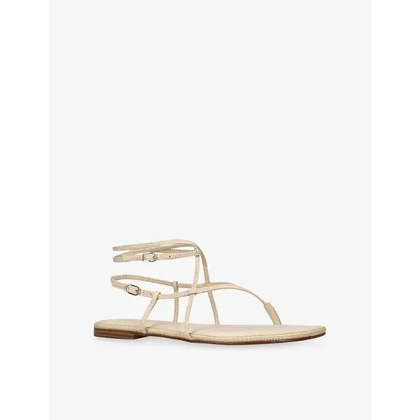 Sam Edelman Clarra Leather Strappy Flat Sandals - Bone