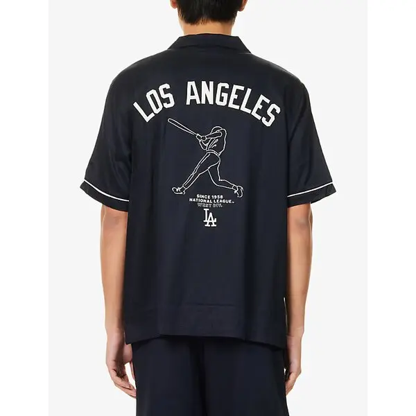 New Era La Dodgers Mlb Graphic-print Short-sleeve Rayon Shirt