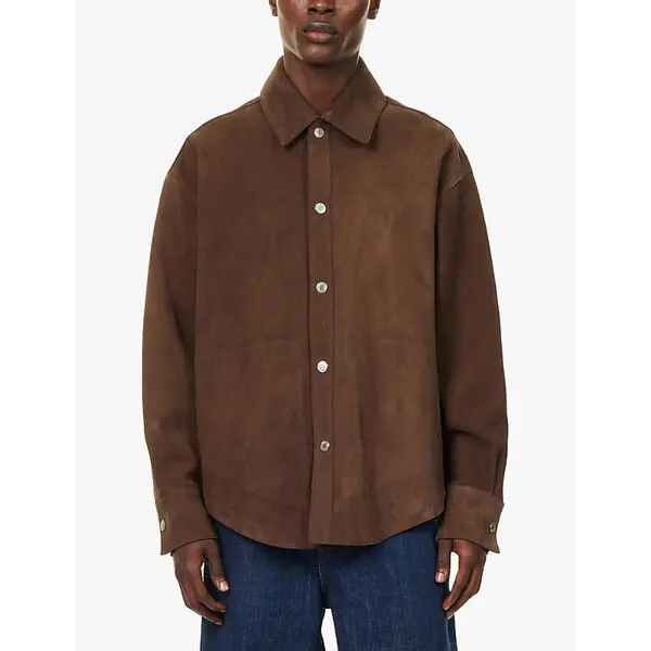 AMI Paris De Coeur Buttoned Suede Overshirt