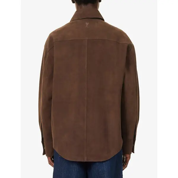AMI Paris De Coeur Buttoned Suede Overshirt