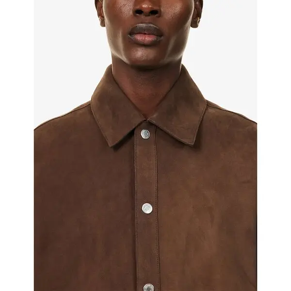AMI Paris De Coeur Buttoned Suede Overshirt