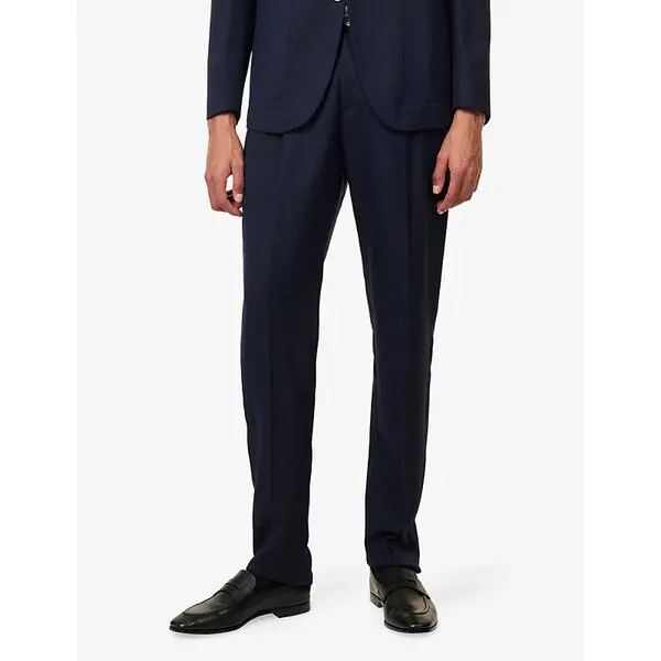 Eleventy Single-breasted Drawstring-trouser Linen-blend Suit - Blue