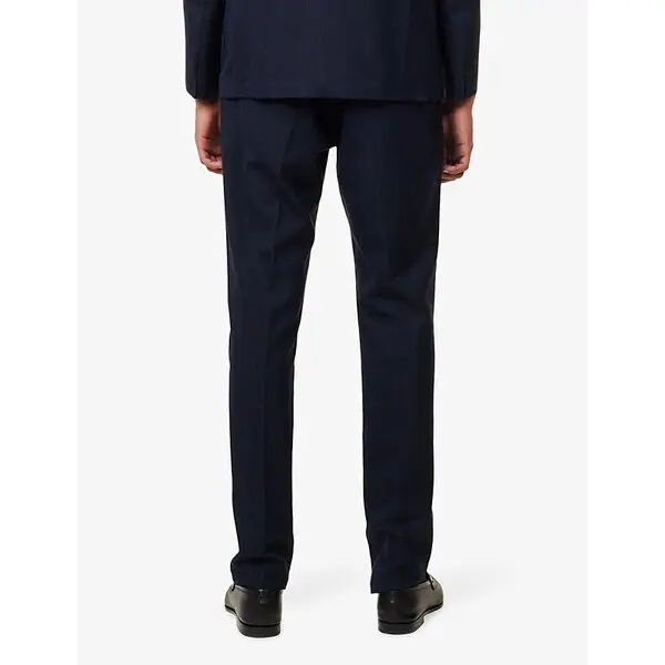 Eleventy Single-breasted Drawstring-trouser Linen-blend Suit - Blue