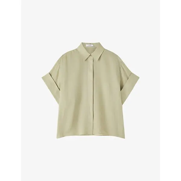 JOSEPH Justi Short-sleeved Ramie Blouse - Cactus
