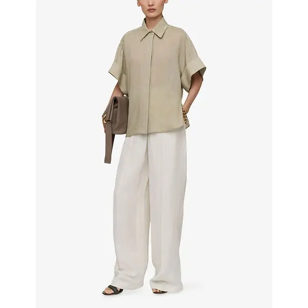 JOSEPH Justi Short-sleeved Ramie Blouse - Cactus
