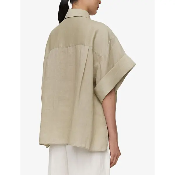 JOSEPH Justi Short-sleeved Ramie Blouse - Cactus