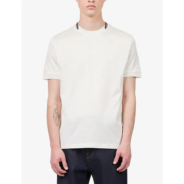 Paul Smith Stripe-trim Short-sleeve Cotton T-shirt Xxl - White