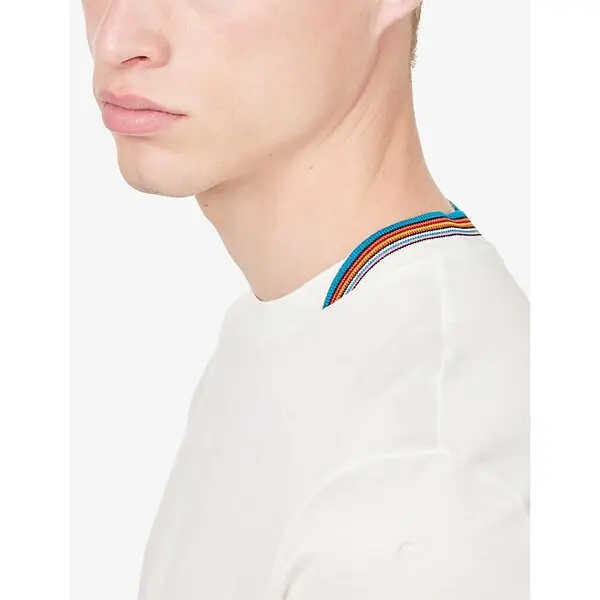 Paul Smith Stripe-trim Short-sleeve Cotton T-shirt Xxl - White