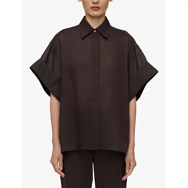 JOSEPH Justi Ramie Blouse - Espresso