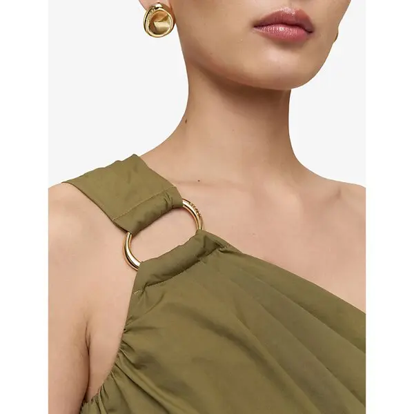 JOSEPH One-shoulder Cotton-poplin Midi Dress