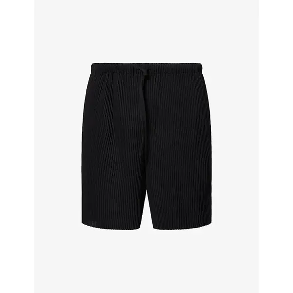 THE COUTURE CLUB Plisse Midi Woven Shorts - Black