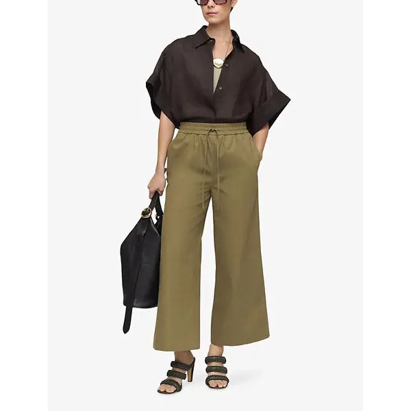 JOSEPH Thurla Wide-leg Cotton Trousers