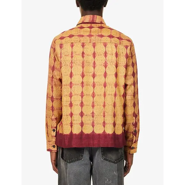 KARTIK RESEARCH Shibori Patterned Long-sleeve Silk Shirt - Amber