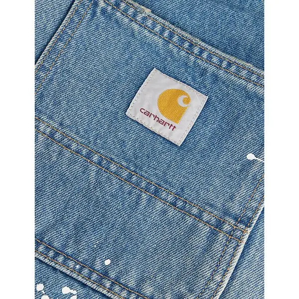 Carhartt Work In Progress Denim Tote Bag With Paint Splatter - Blue