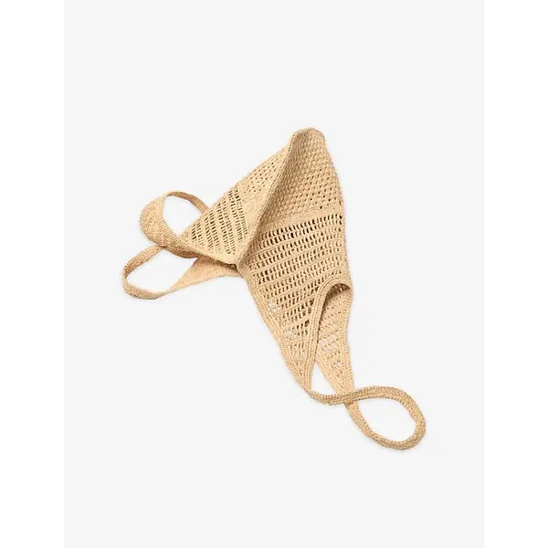 Maje Branded Flat Raffia Tote Bag