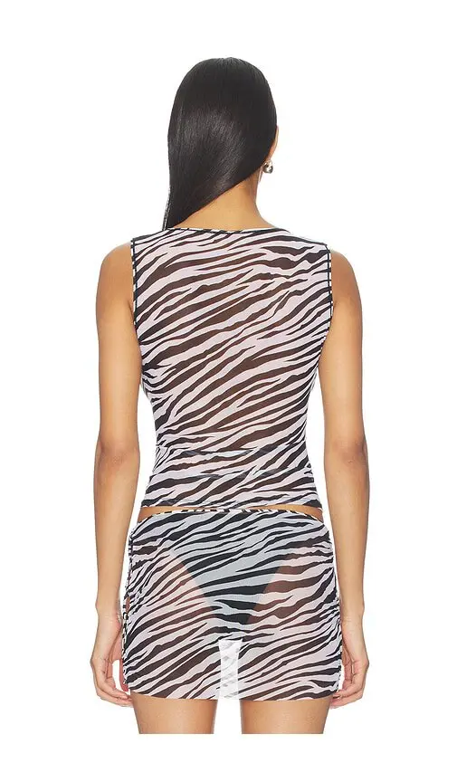 Bond Eye Tessa Sheer Zebra Print Tank Top
