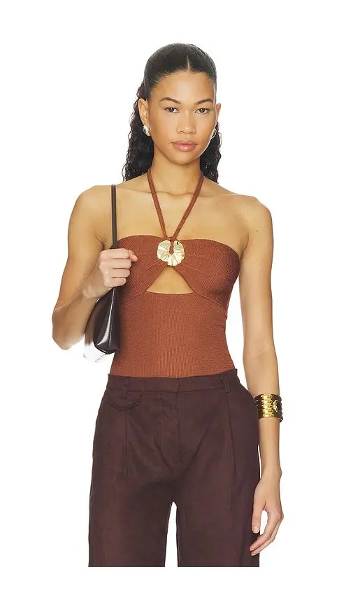 PatBO Cora Knit Bodysuit - Brown