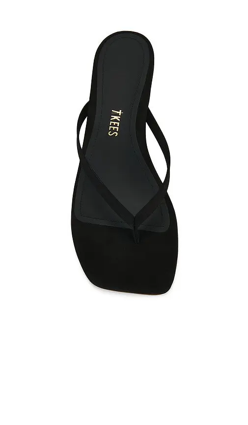 Tkees Julia Square Toe Suede Kitten Heel Flip Flops
