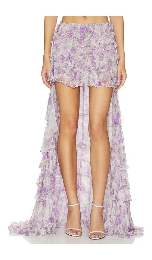 Ronny Kobo Layered Ruffle Maxi Skirt - Purple Multi