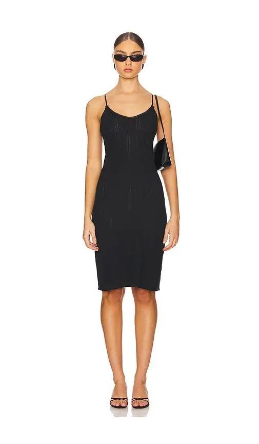 COU COU The Midi Slip Dress - Black