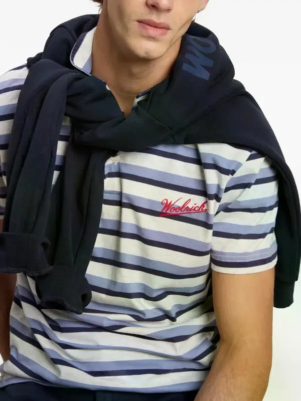 Woolrich Striped-pattern Logo-embroidered Polo Shirt