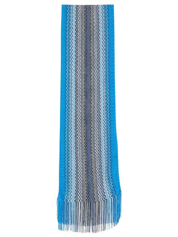 Missoni Silk Scarf With Zig-zag Pattern - Blue