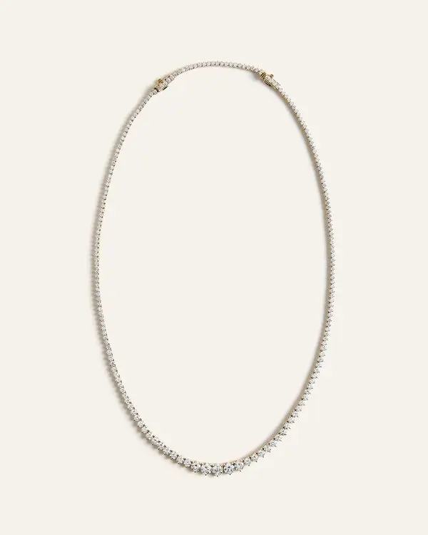 Quince 14k Gold Lab Grown Diamond Graduated Tennis Necklace 10ctw - Yellow Gold