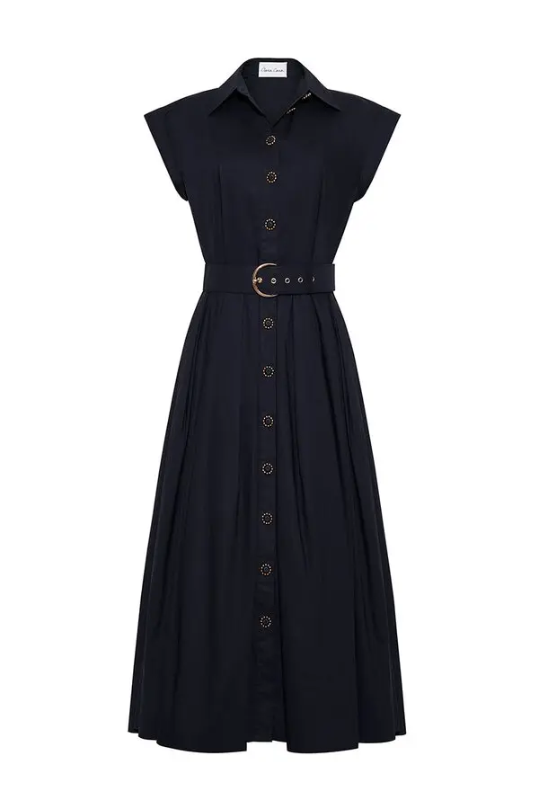 Cara Cara Octavia Belted Shirtdress - Black