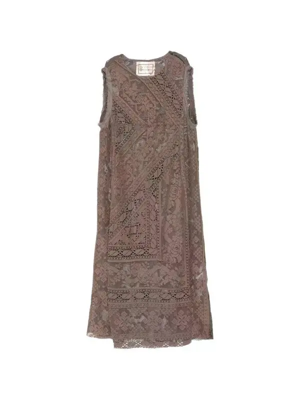 By Walid Chateau Laced Curtain Rima Dress - Brown