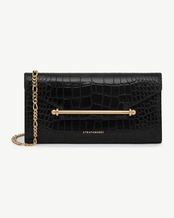 Strathberry Multrees Wallet On A Chain Handbag - Black
