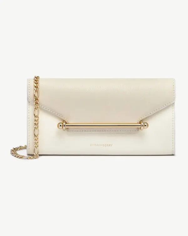 Strathberry Multrees Wallet On A Chain Handbag - White