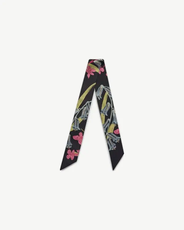 Strathberry Silk Skinny Scarf - Black