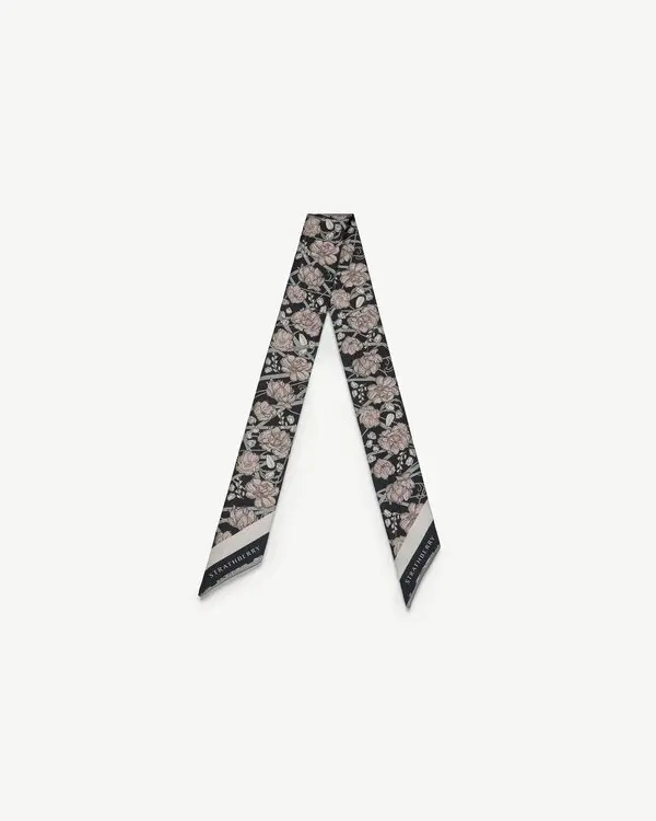 Strathberry Silk Skinny Scarf - Black