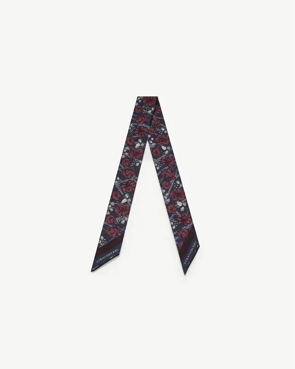 Strathberry Silk Skinny Scarf - Blue