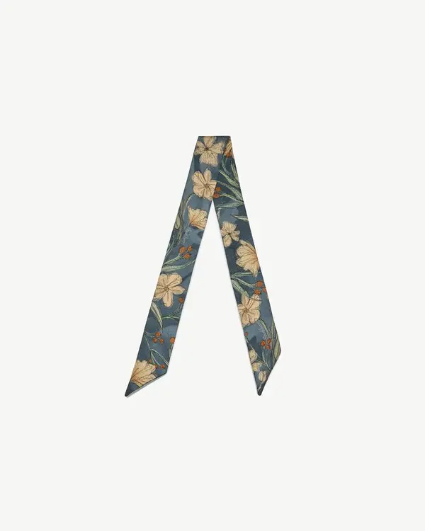 Strathberry Silk Skinny Scarf - Blue